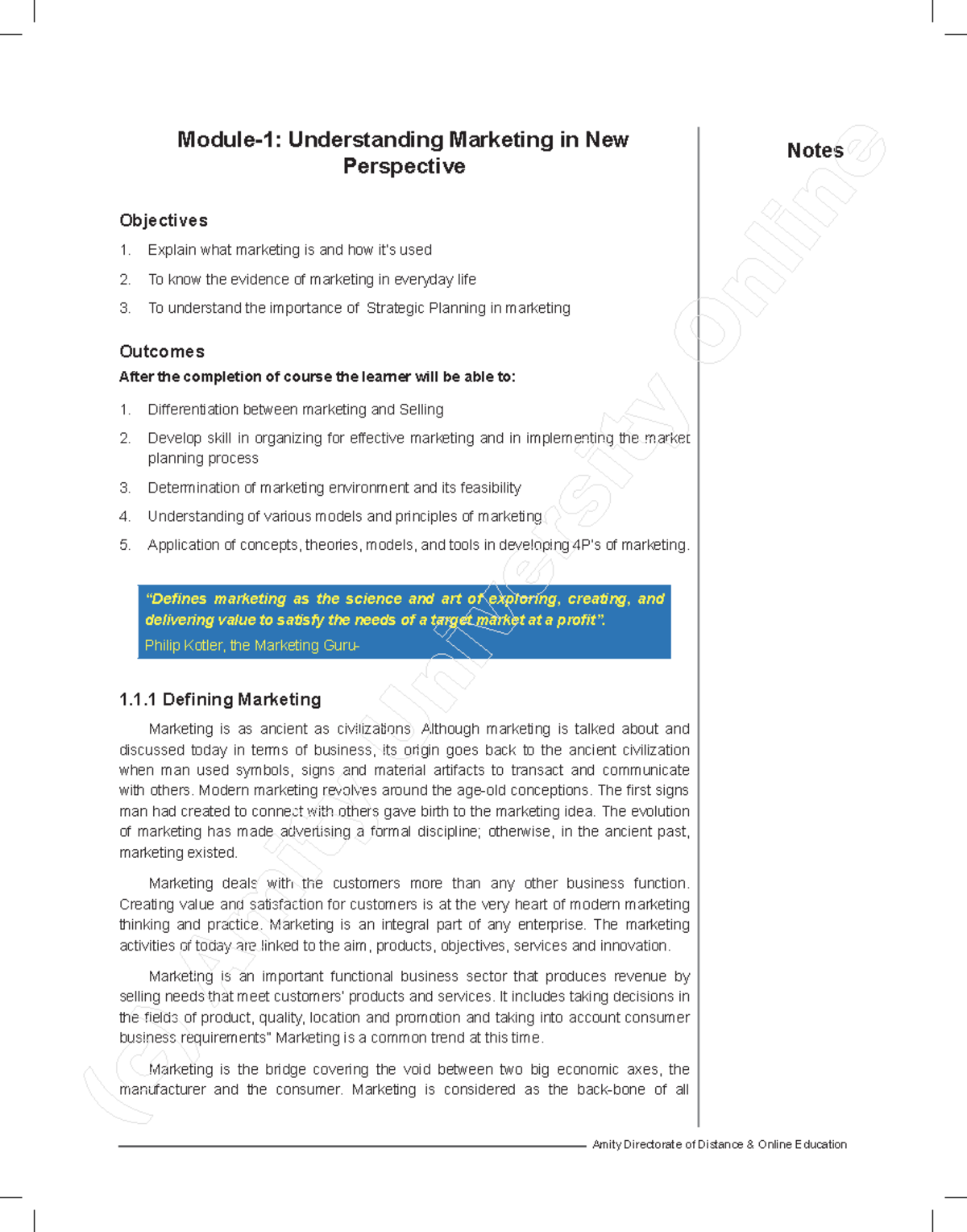 Marketing Management - Notes Module-1: Understanding Marketing in New ...