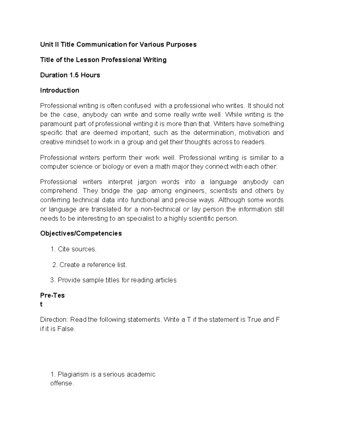 22 Unit-II-Lesson-4 - lesson - Unit II Title Communication for Various ...