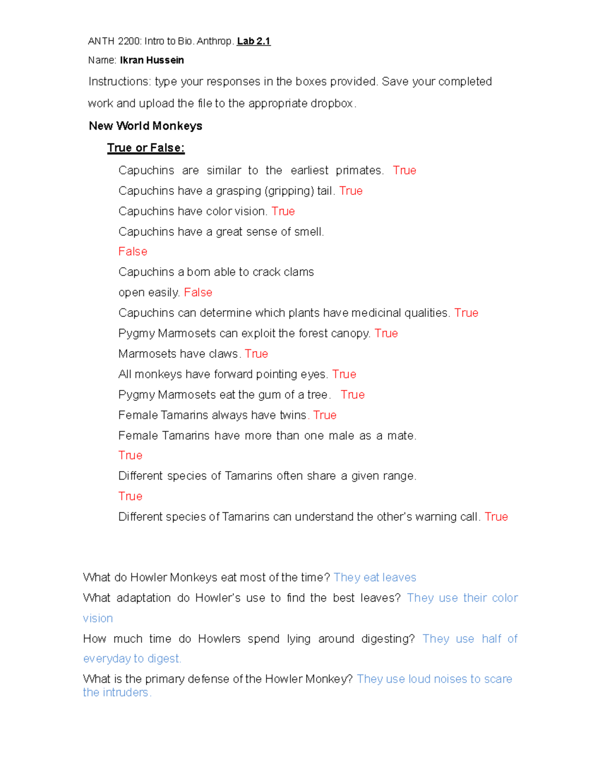 Lab 2.1-Life of Mammals Social Climbers Film Review(1) Answers - ANTH ...