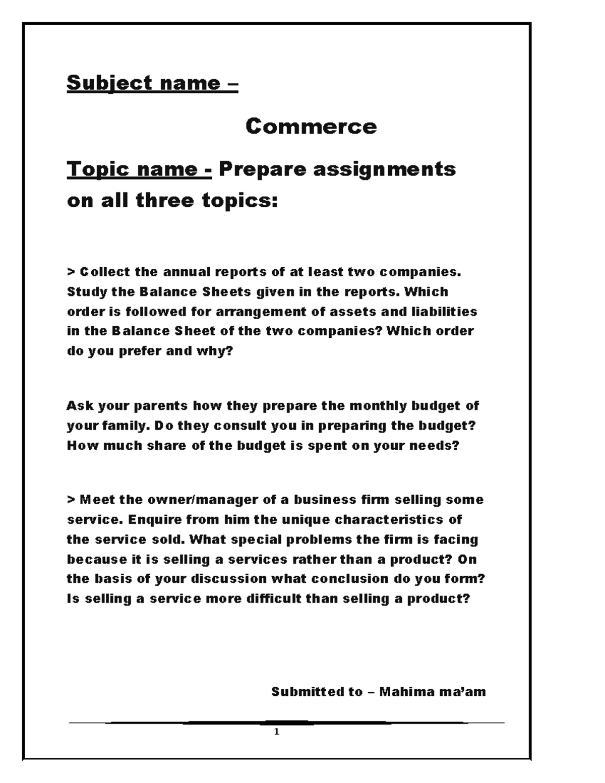 Commerce project 2023 (Repaired) (1)^^ - Subject name – Commerce Topic ...