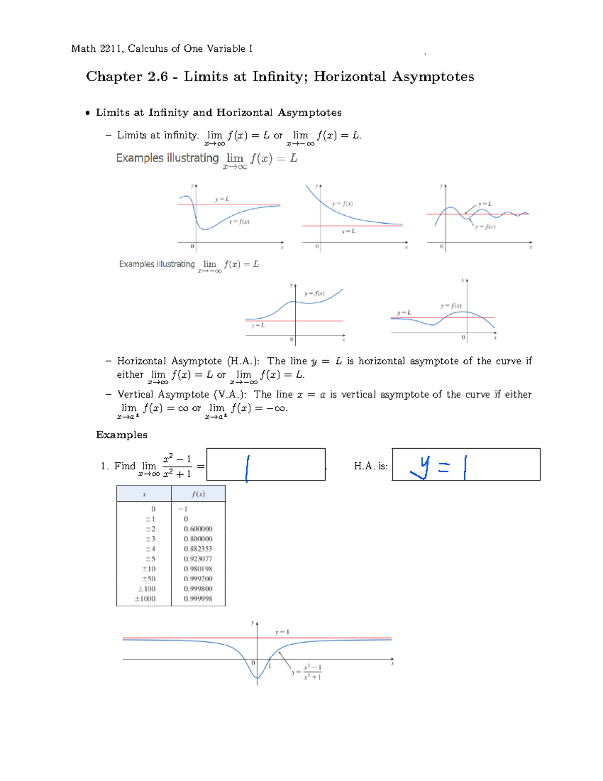 Sol. of Notes 2 - Yang Li - Math 2211, Calculus of One Variable ...
