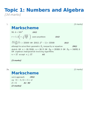 Topic 1 Numbers and Algebra - Topic 1: Numbers and Algebra [34 marks] 1 ...