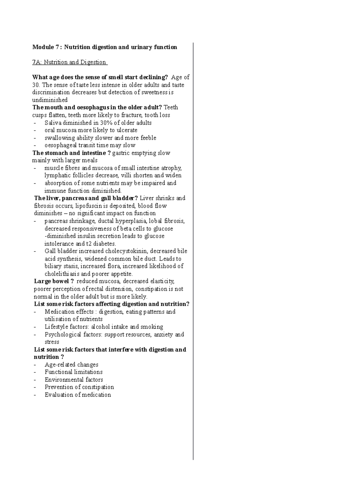 Module 7 - Lecture notes week 7 - Module 7 : Nutrition digestion and ...