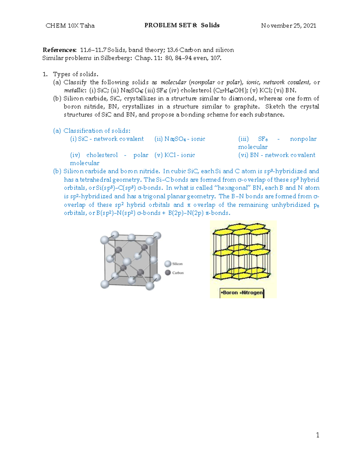 Problem Set 8 Solutions 2021 - References: 11–11 Solids, band theory ...