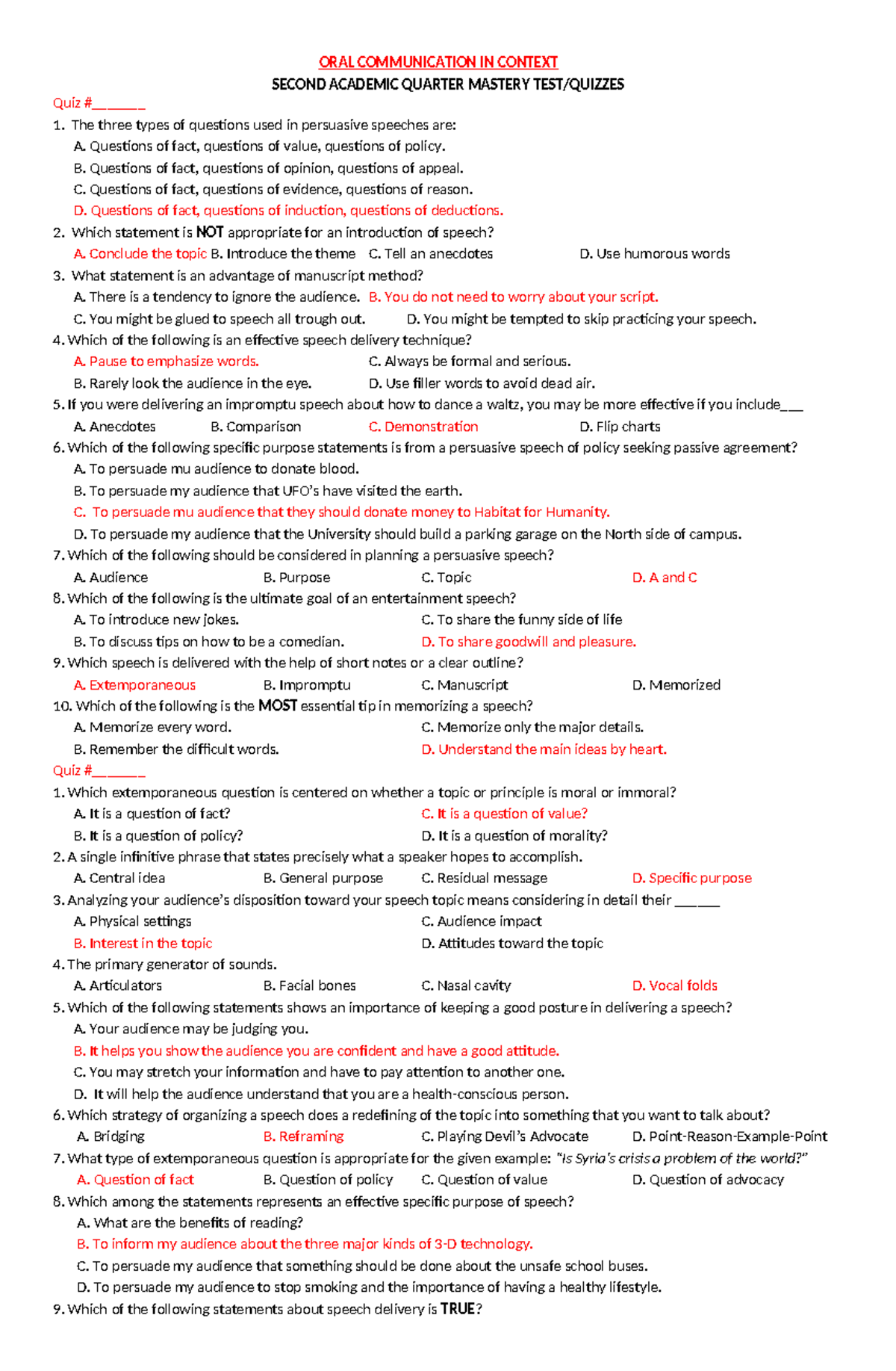 Oral mastery 2nd - the best - ORAL COMMUNICATION IN CONTEXT SECOND ...