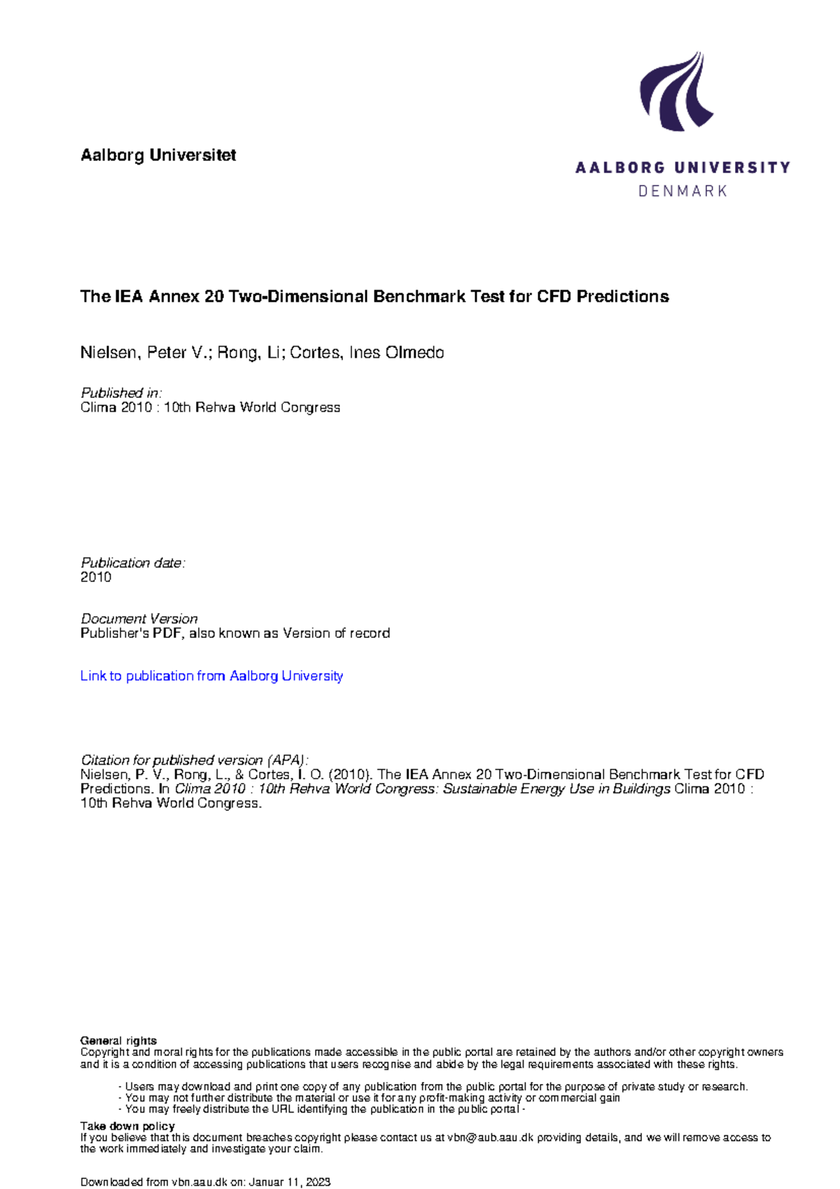 The IEA Annex 20 Two Dimensional Benchmark Test for CFD Predictions ...