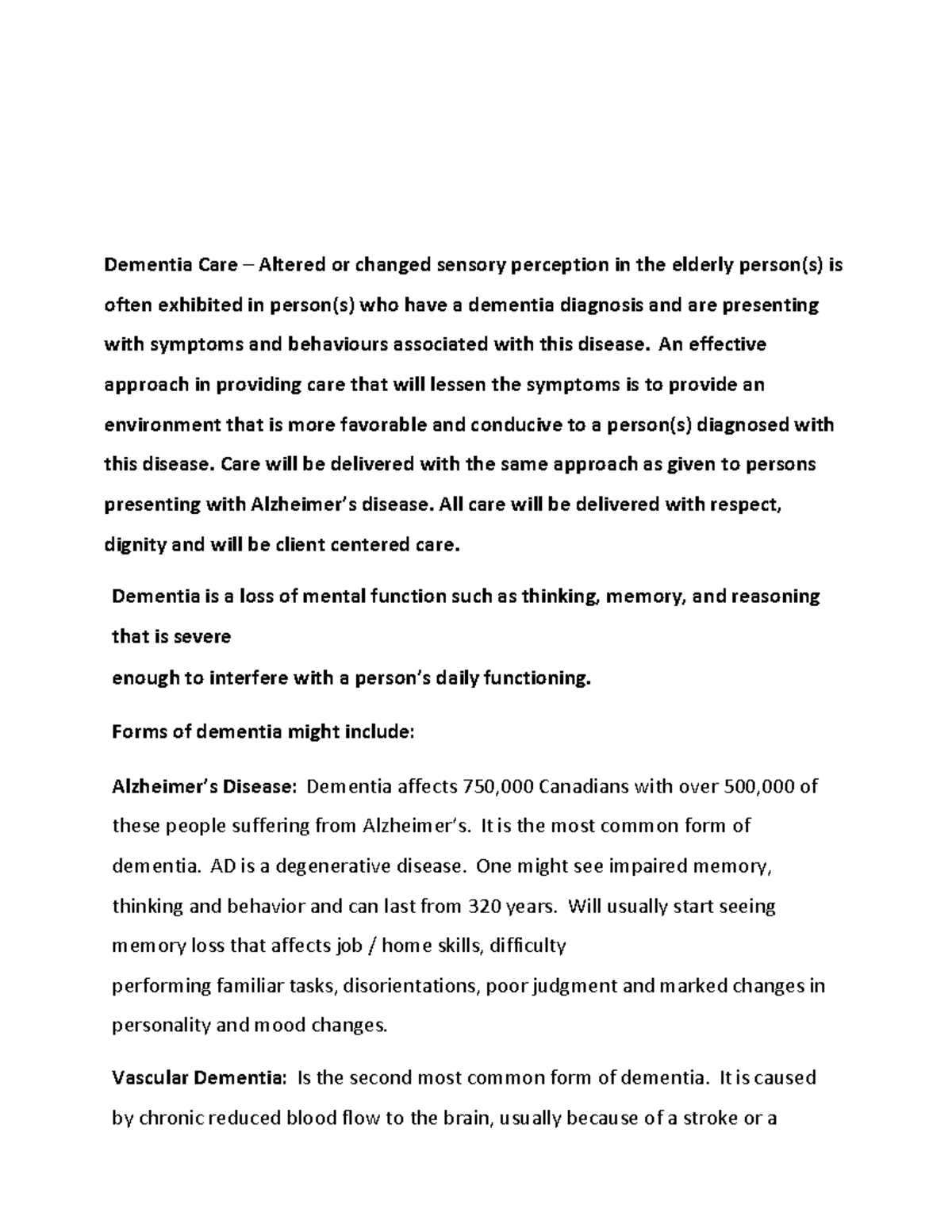 Dementia Care - An effective approach in providing care that will ...