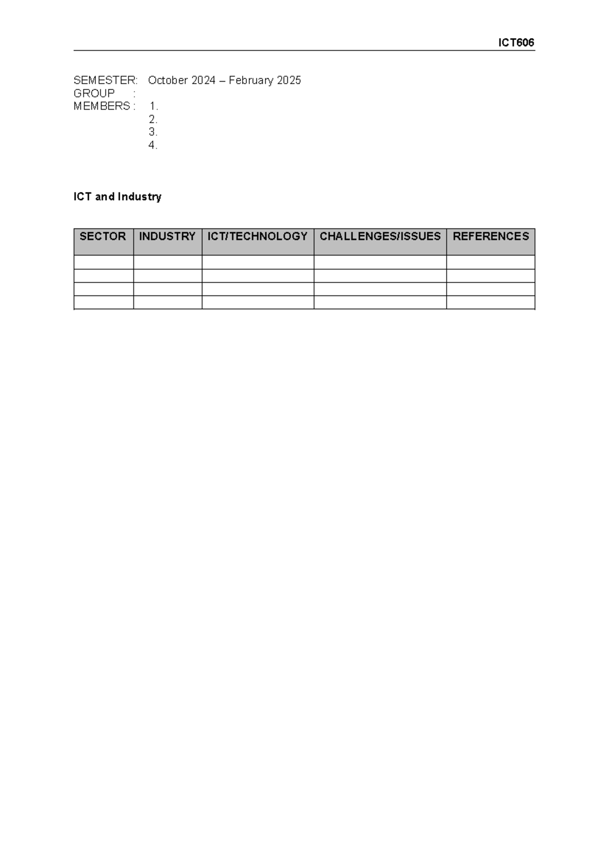 ICT and Industry Template - Ict in industries - ICT SEMESTER: October ...