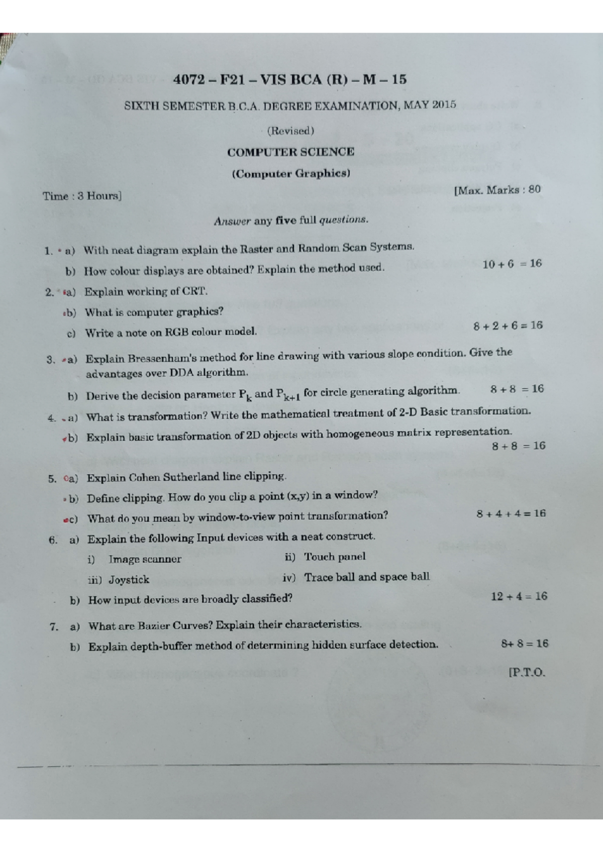 Cg2015 - question paper - Computer Application - Studocu