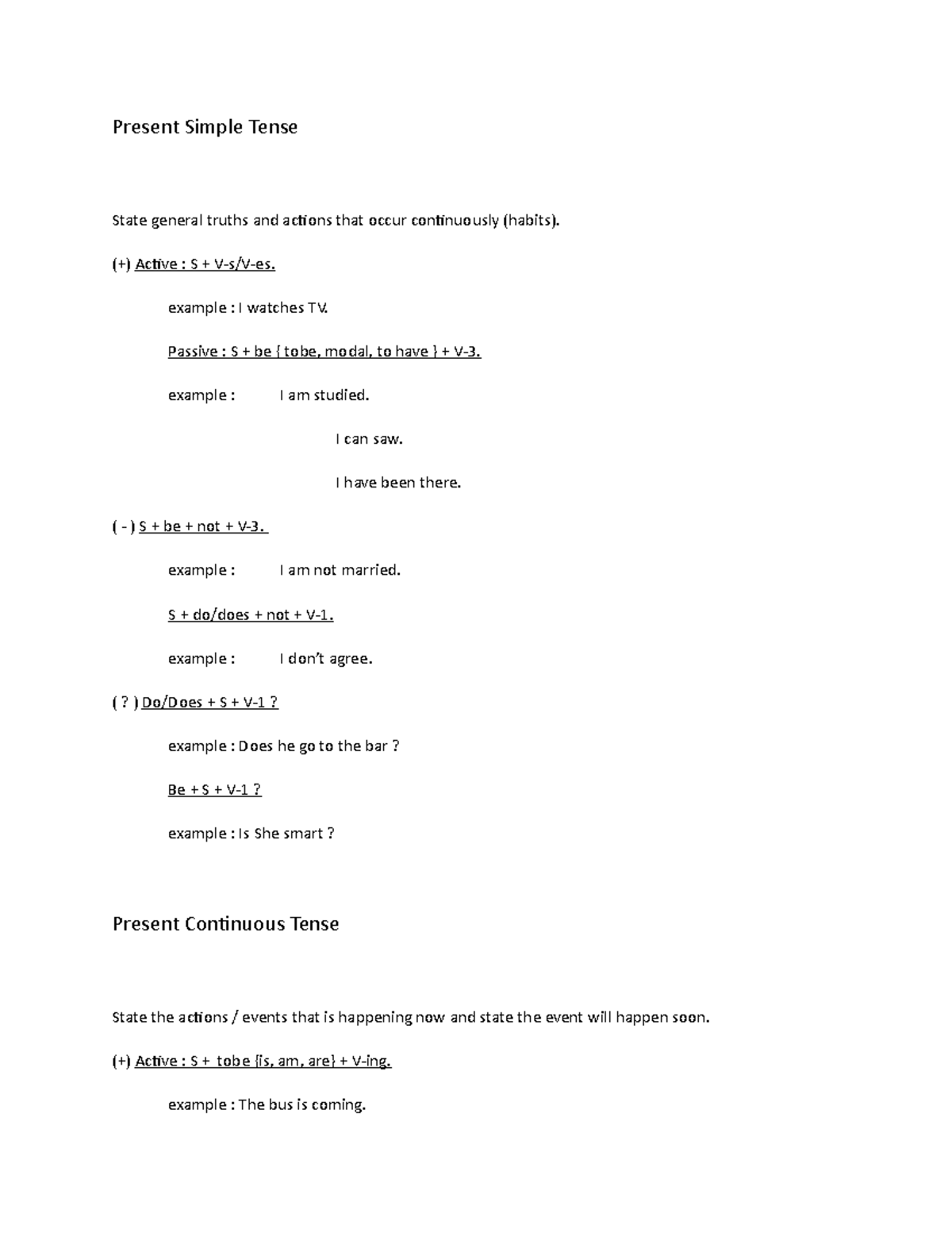 Tenses Dasar - Present Simple Tense State general truths and actions ...