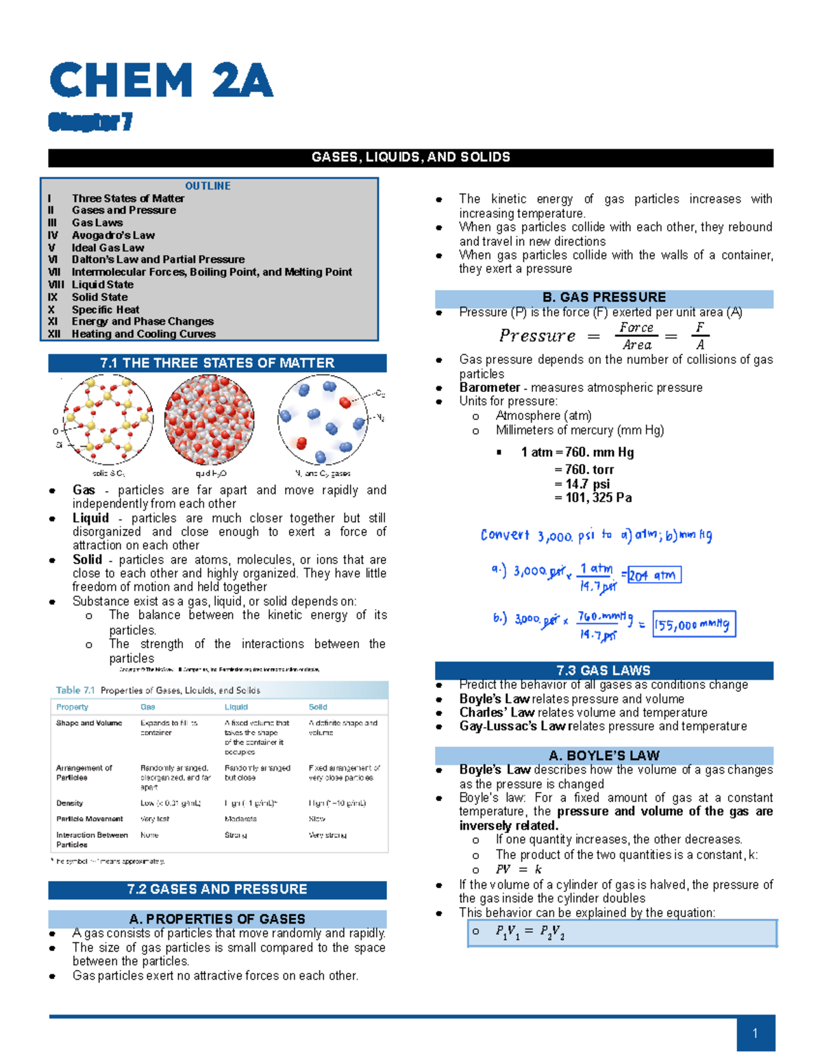 Gases, Liquids, AND Solidschem CH7 - CHEM 2A Chapter 7 GASES, LIQUIDS ...