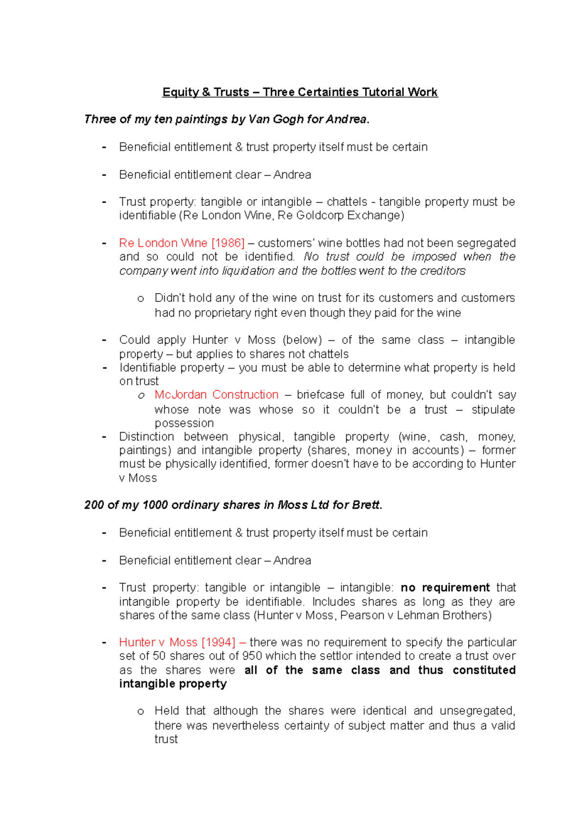 Equity and Trusts Tutorial 2 - Equity & Trusts – Three Certainties ...