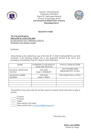 Request-form- Argie Gupit - Republic of the Philippines Department of ...