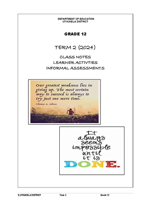 Kwartaal 1 en 2 opsomming - Hoofstuk 1: Ontwikkeling van self in die ...