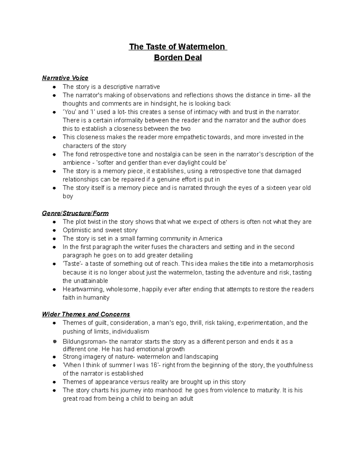 The Taste of Watermelon - The Taste of Watermelon Borden Deal Narrative ...