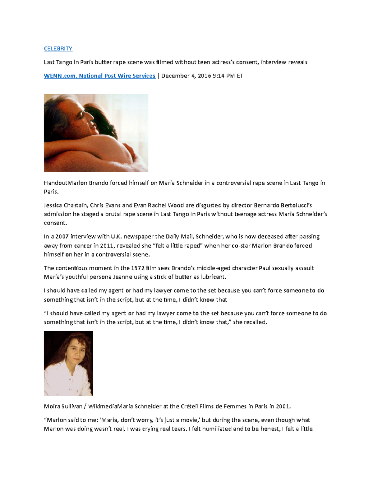 Tango - Brando and Rape - CELEBRITY Last Tango in Paris butter rape ...