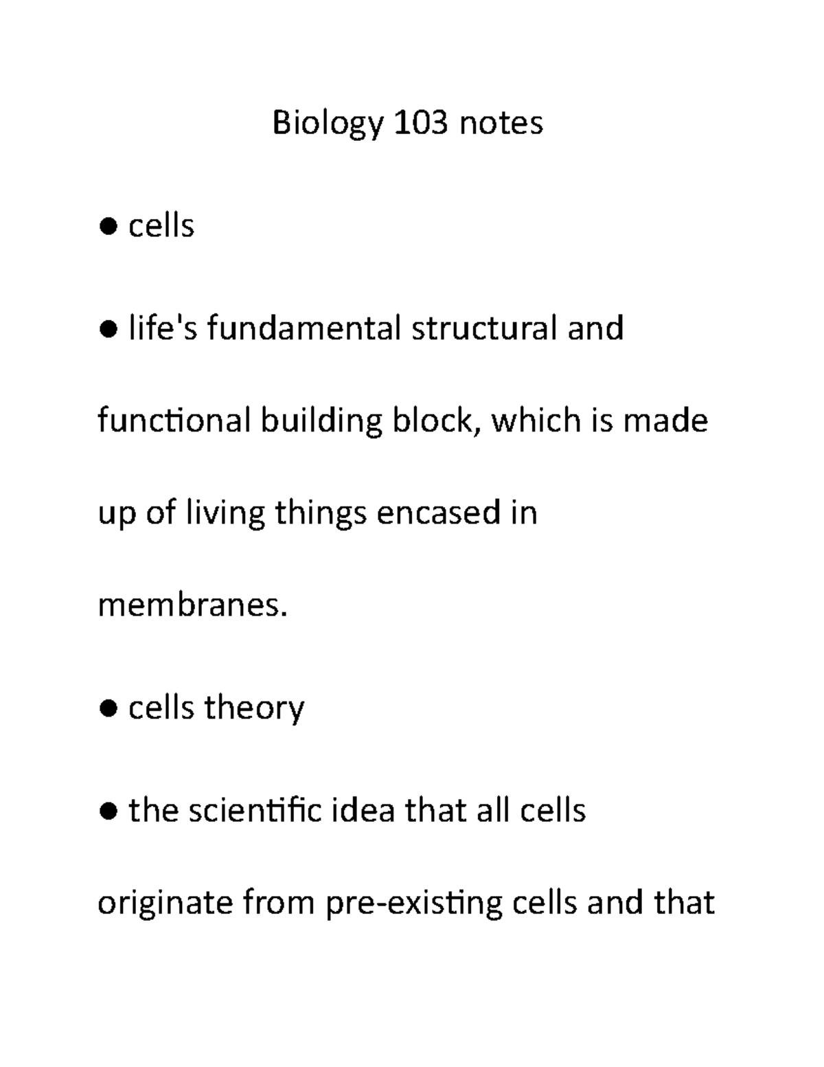 Document 84 - this is lecture notes for bio 101 - Biology 103 notes ...