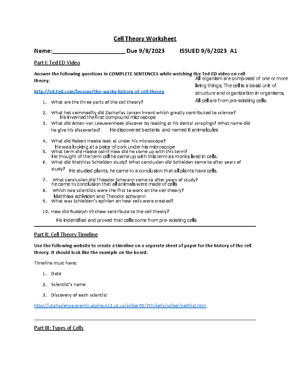 Kami Export - Theory Worksheet A1 - Cell Theory Worksheet Name:______________________ Due 9/8 ...
