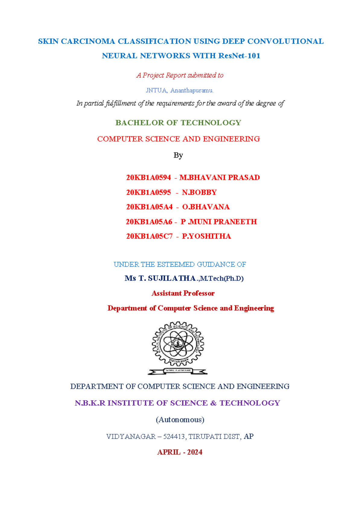 Final DOC-SKIN - It is a skin cancer classification project report ...