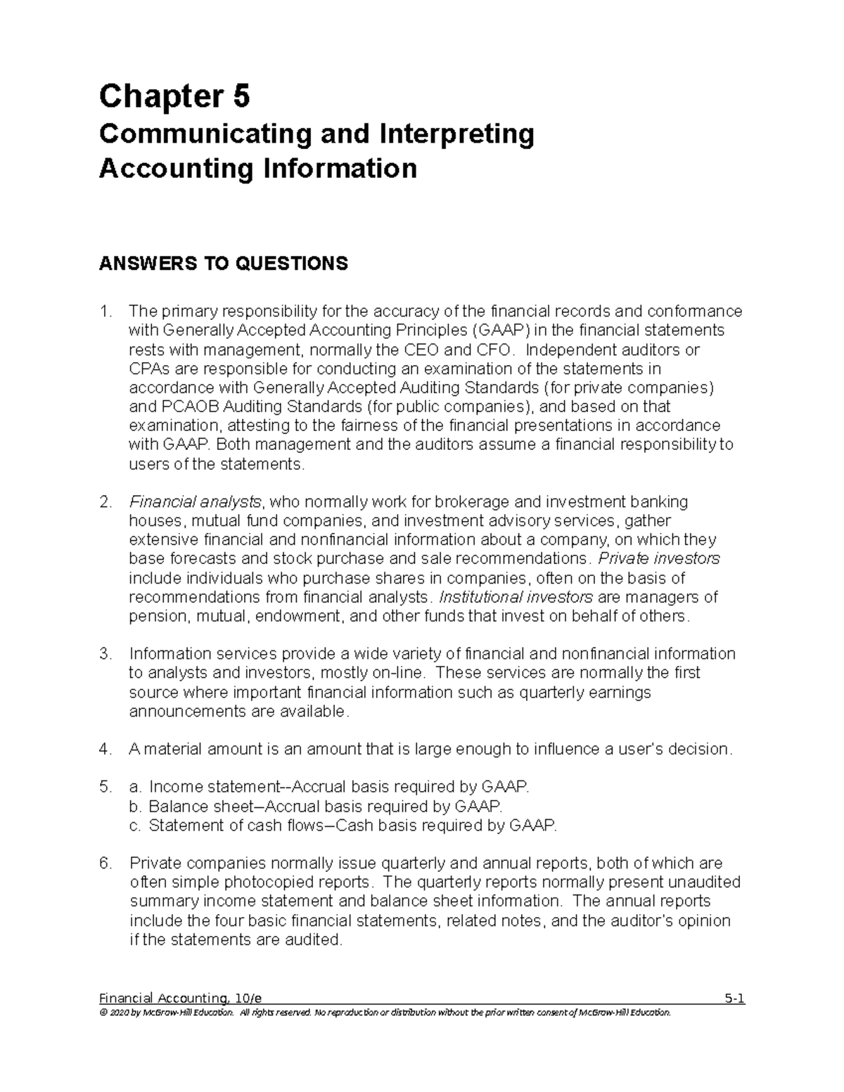 Libby 10e Ch05 SM - The statement of cash flows is one of the main ...