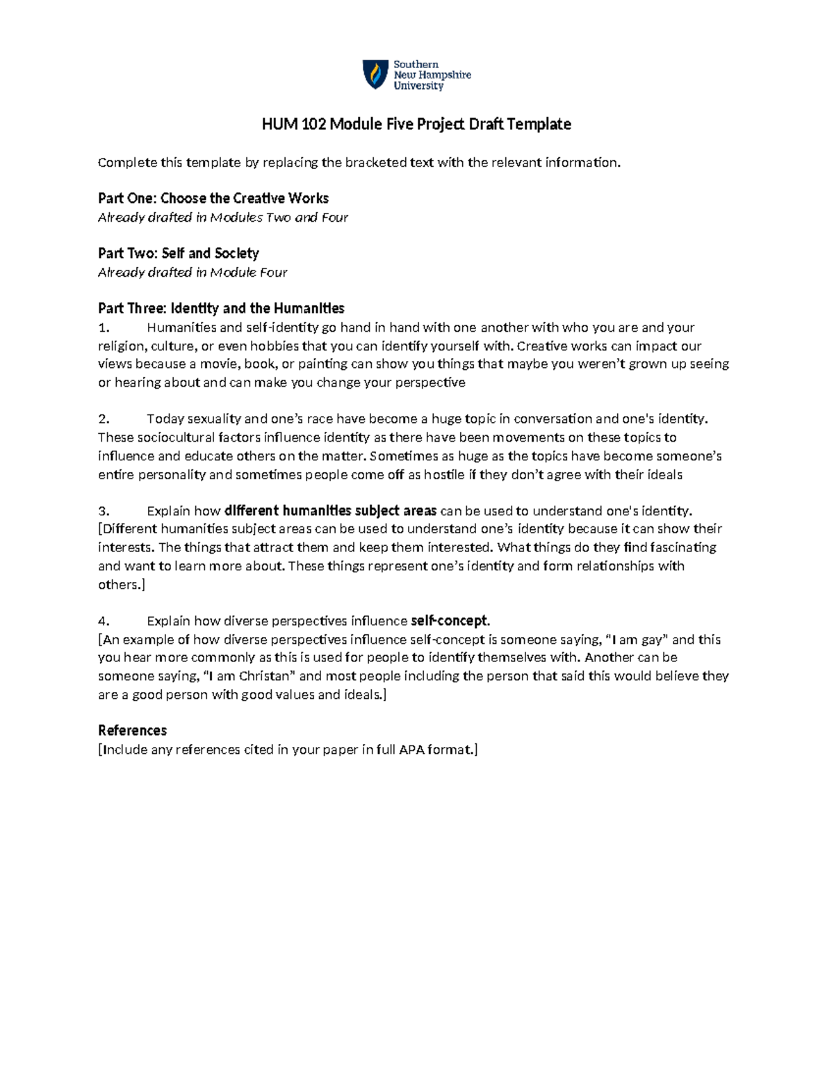 HUM 102 Module Five Cimeot - HUM 102 Module Five Project Draft Template ...