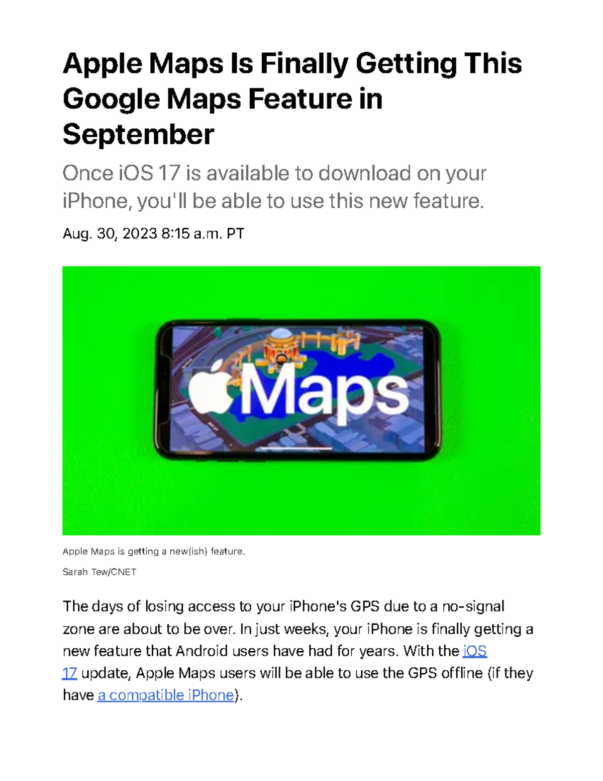 Apple Maps Is Finally Getting This Google Maps Feature in September ...