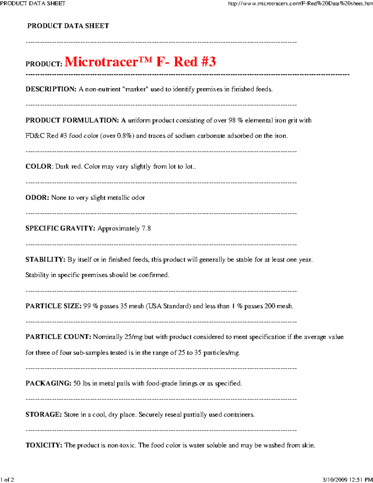 Micro Tracers Product Data Sheet - PRODUCT DATA SHEET - PRODUCT ...