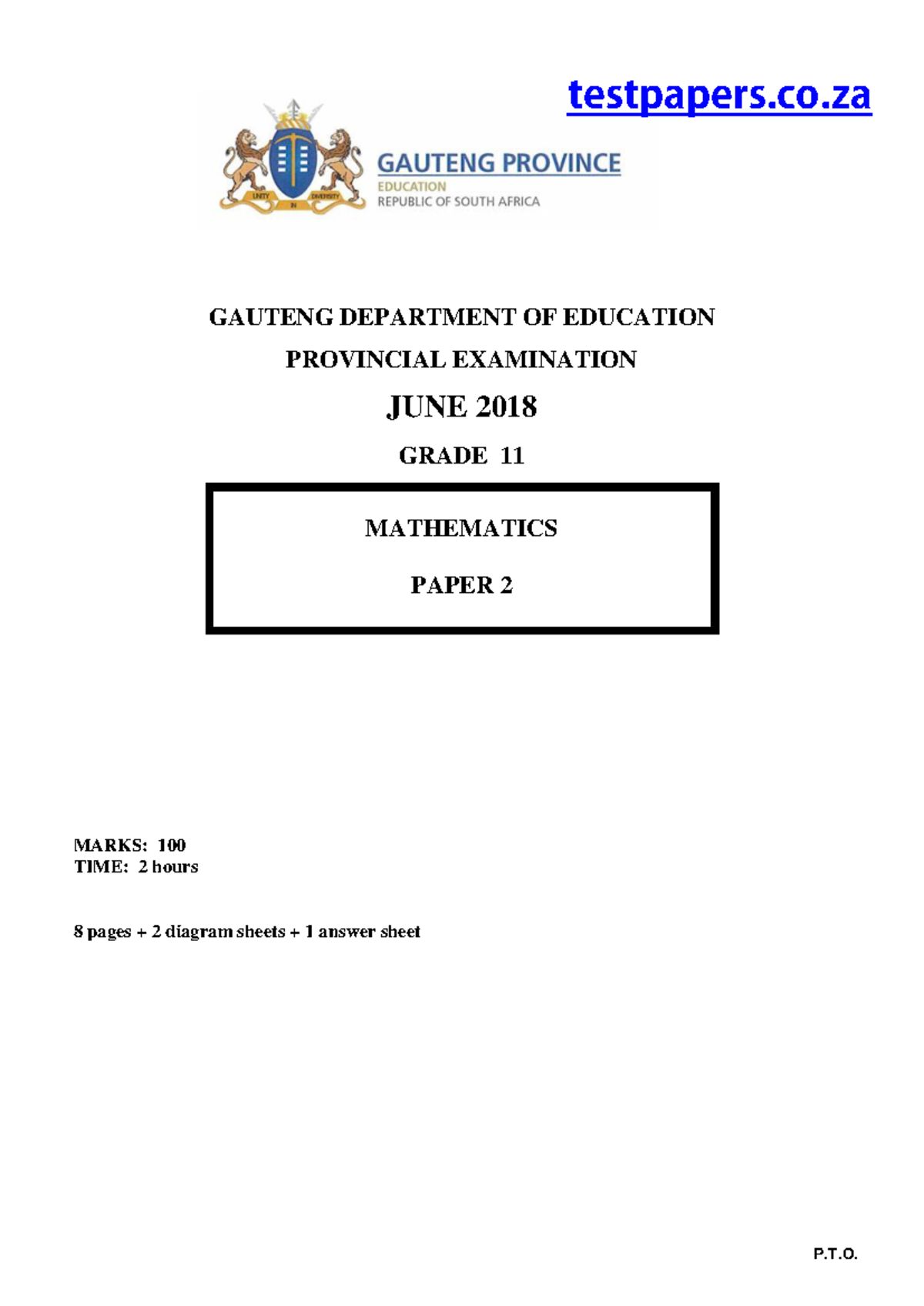 Gr11 Math P2 June 2018 Question Paper - P.T. GAUTENG DEPARTMENT OF EDUCATION PROVINCIAL ...