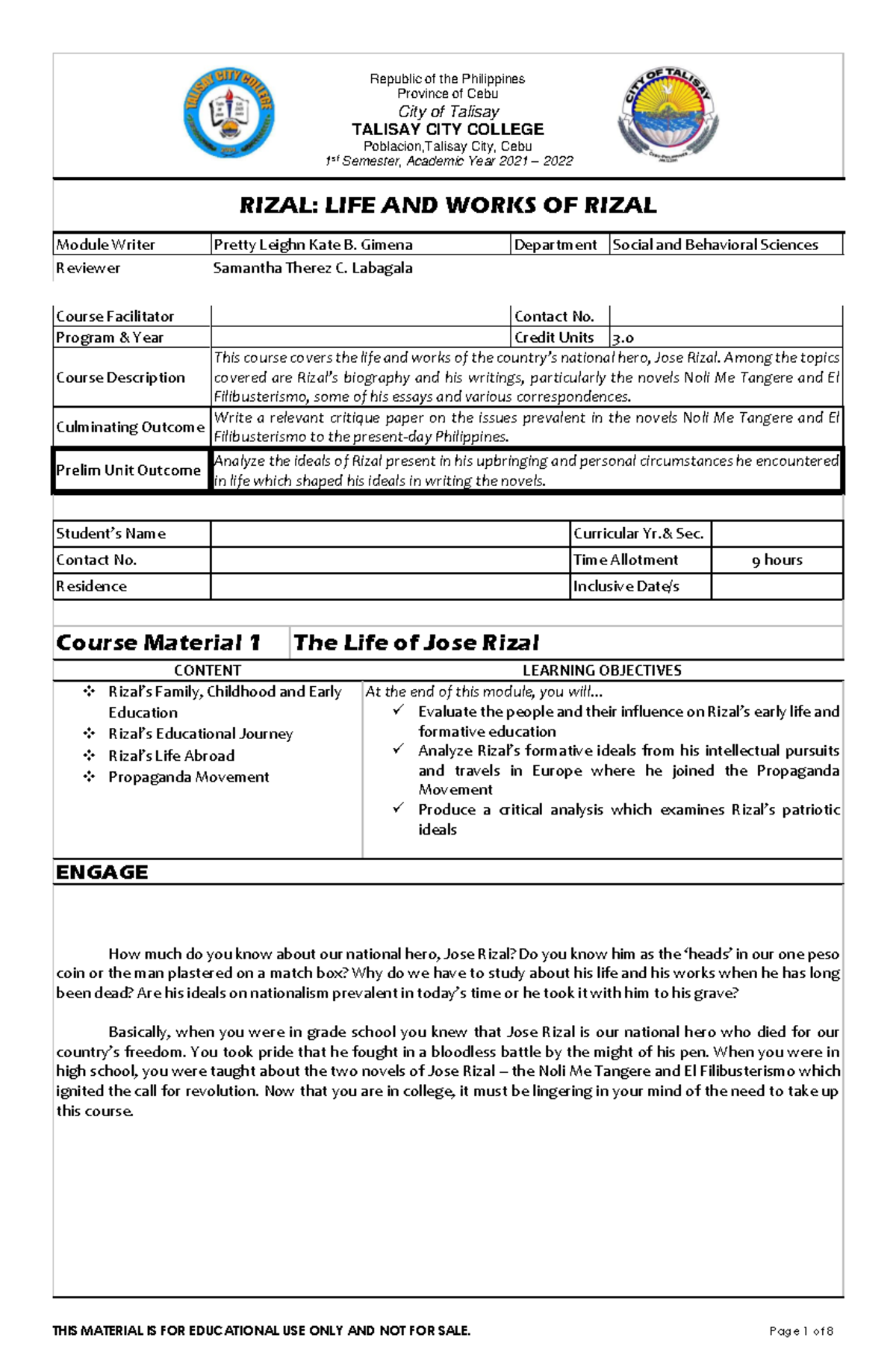 CM1- Rizal - hoh - Republic of the Philippines Province of Cebu City of ...