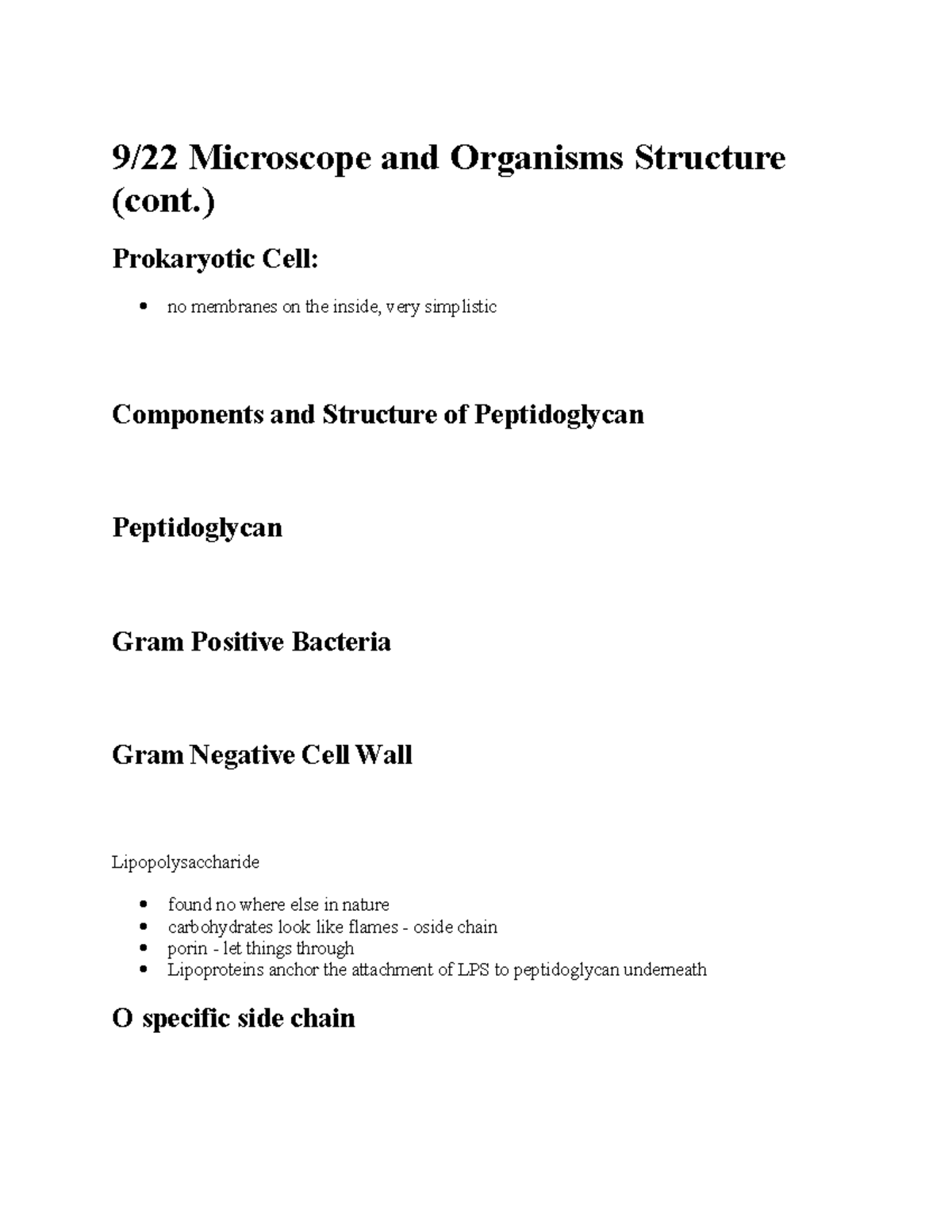 9 22 class notes - 9/22 Microscope and Organisms Structure (cont ...