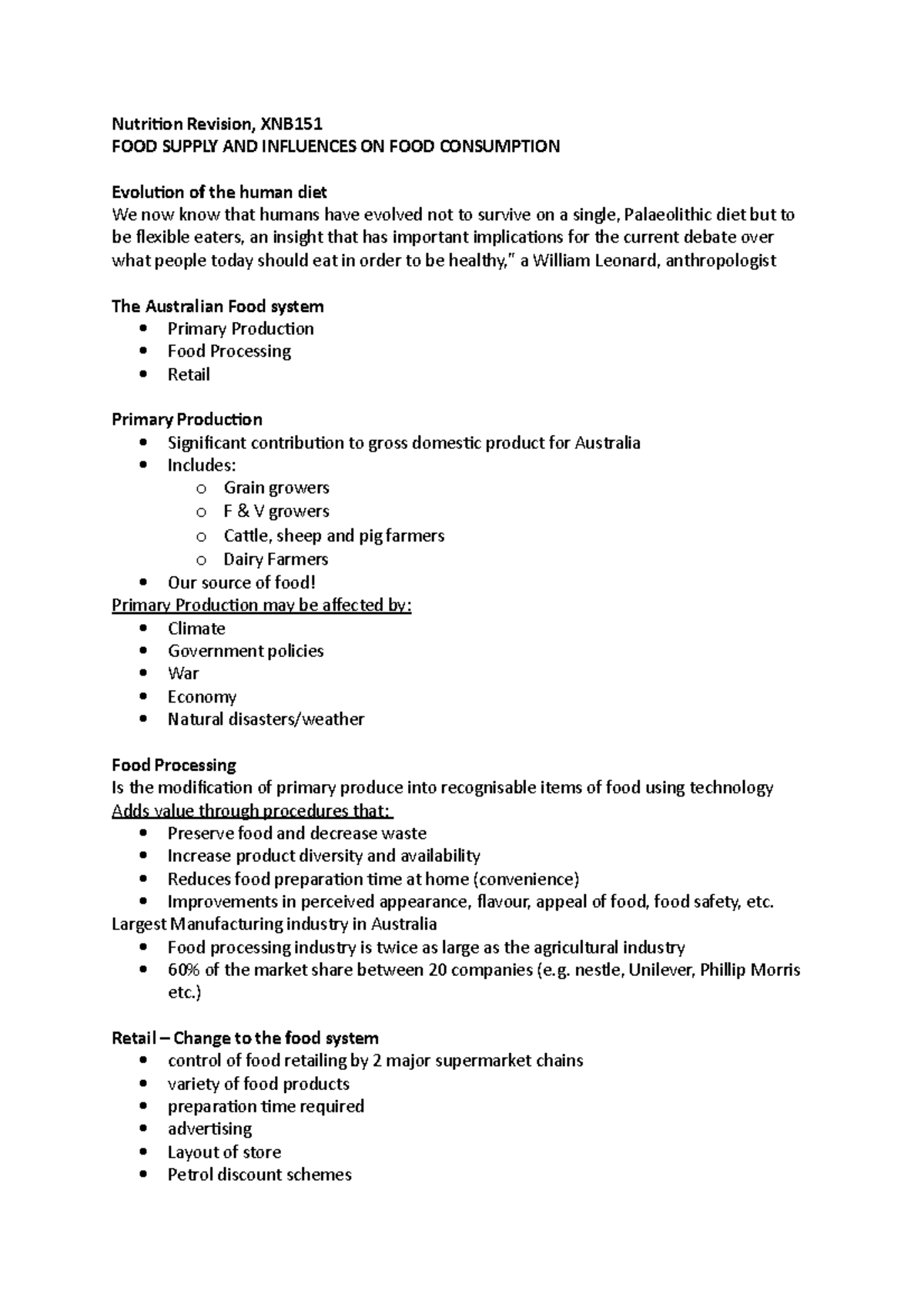 Food and Nutrition Revision - Nutrition Revision, XNB151 FOOD SUPPLY ...