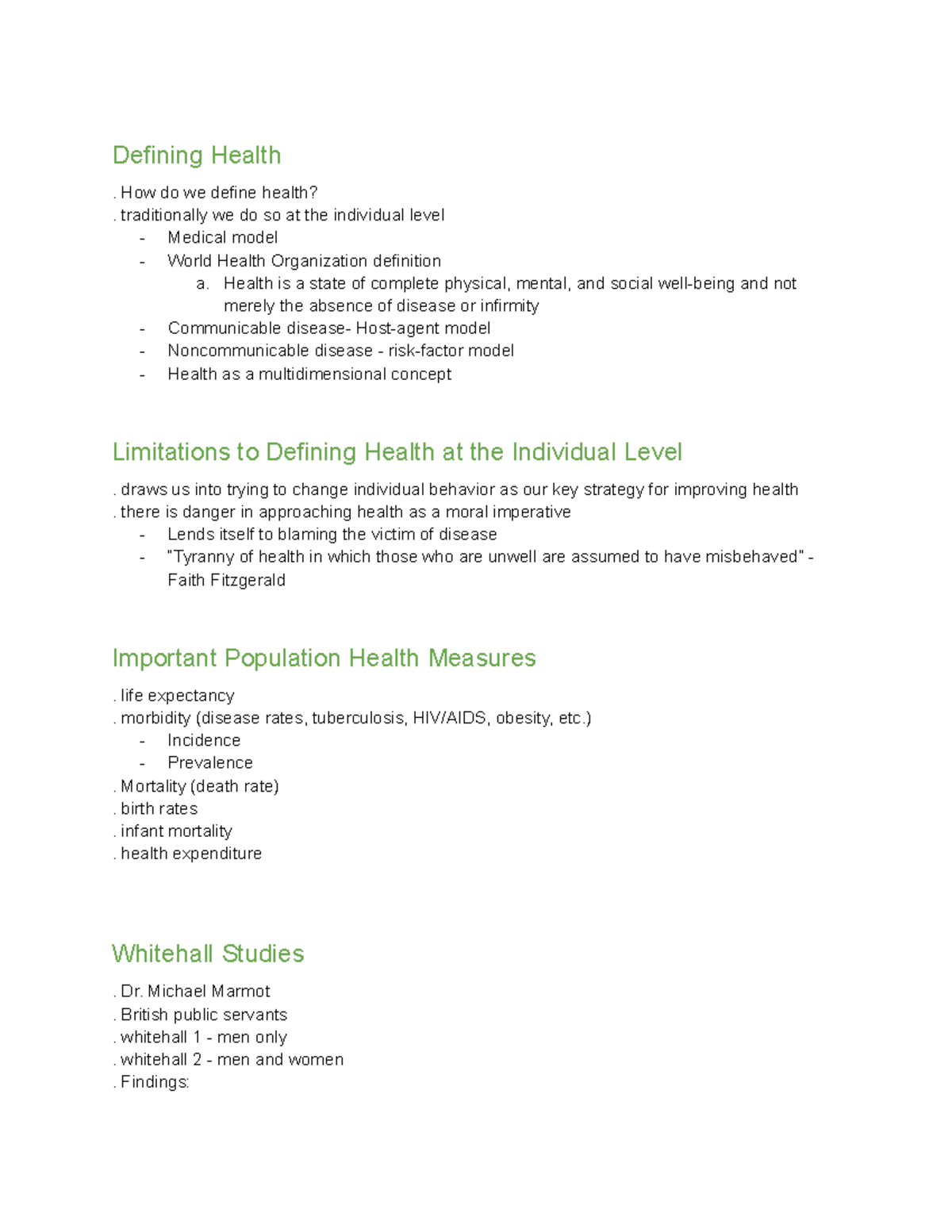 Population Health Determinants Lecture 1 - Defining Health . How do we ...