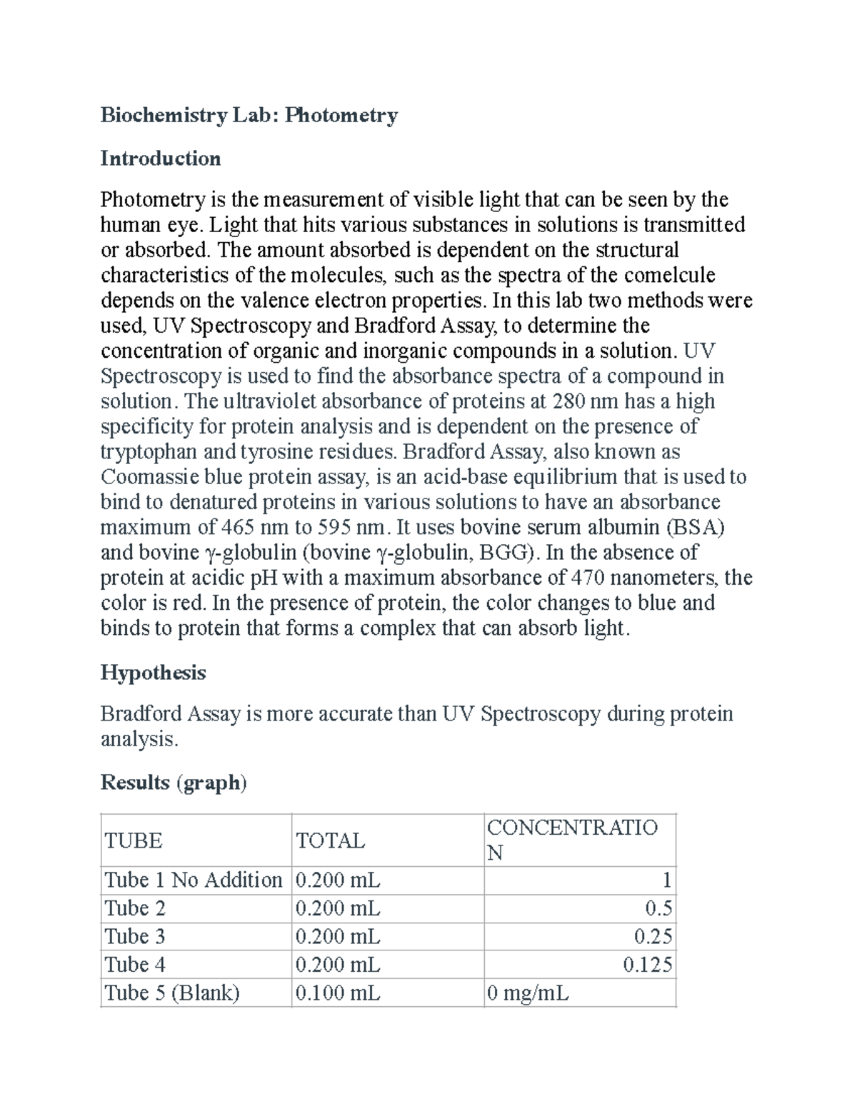 Photometry - Biochemistry Lab: Photometry Introduction Photometry is ...