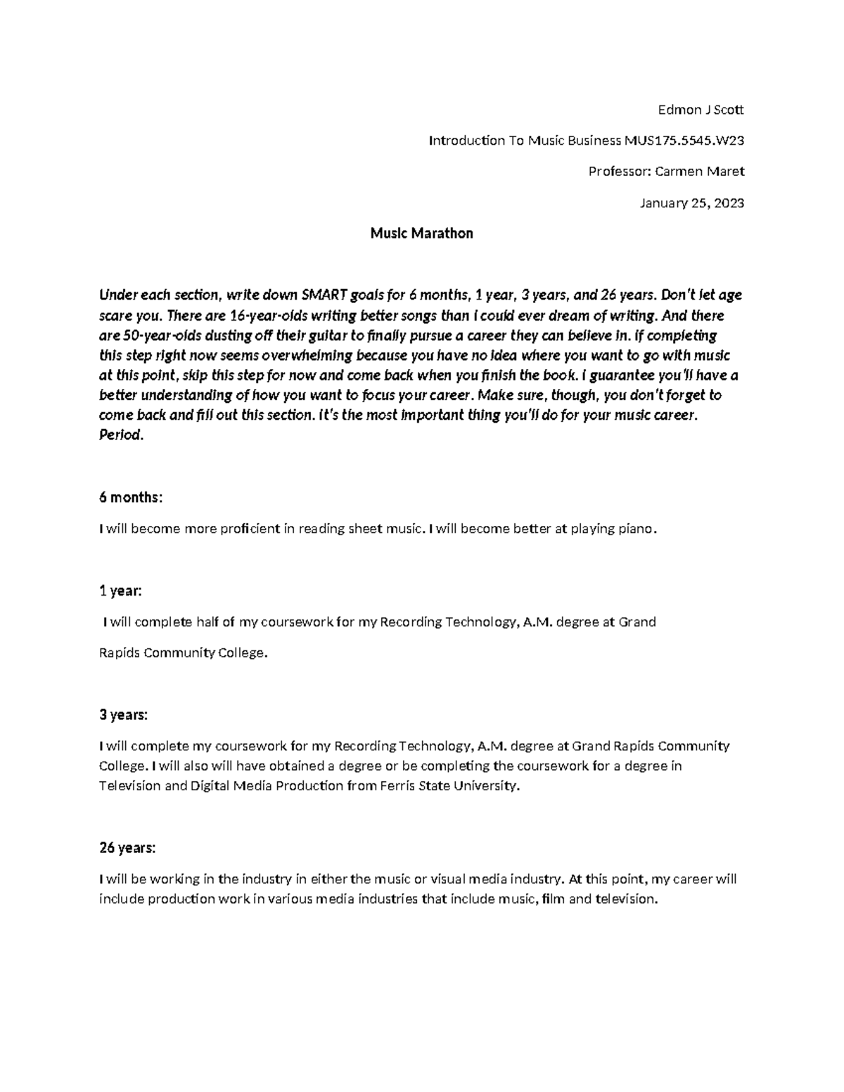 MUS 175 assignment 2 - 2222 - Edmon J Scott Introduction To Music ...