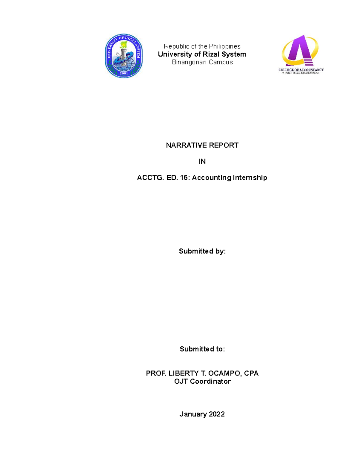 Narrative-Report-Format - Republic of the Philippines University of ...