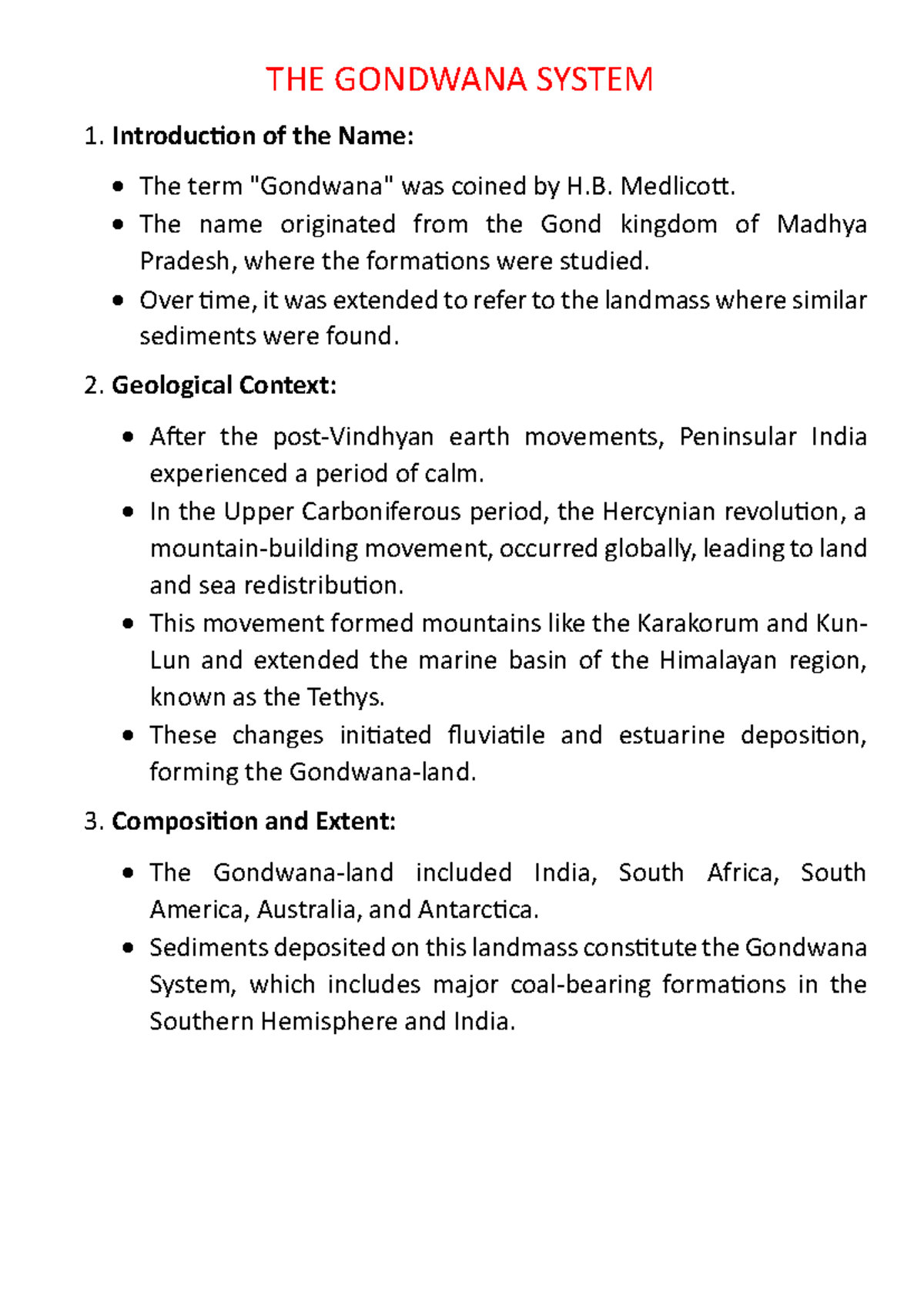 THE Gondwana System - stratigraphy - THE GONDWANA SYSTEM Introduction ...