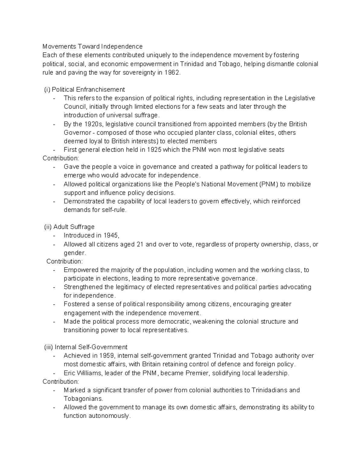 Movements toward independence - Movements Toward Independence Each of ...