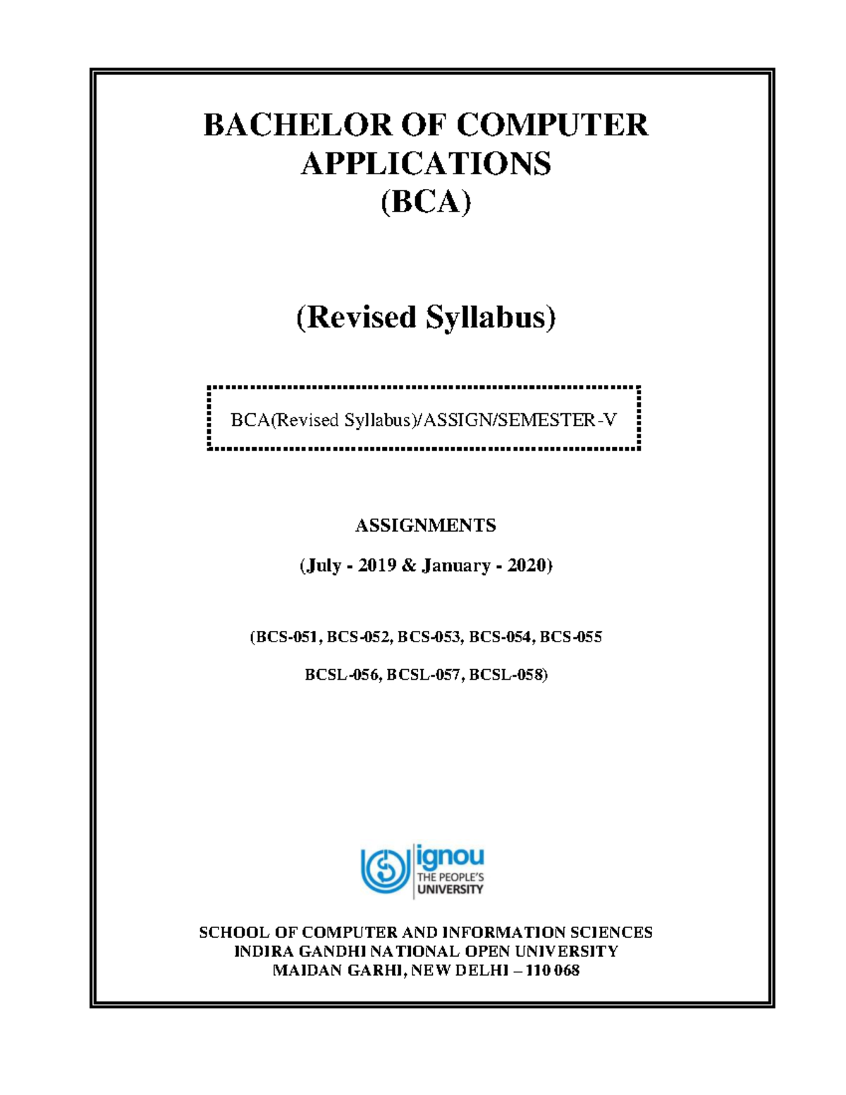 BCA Semester-V 2019-20 - Warning: TT: undefined function: 32 BACHELOR OF COMPUTER APPLICATIONS ...