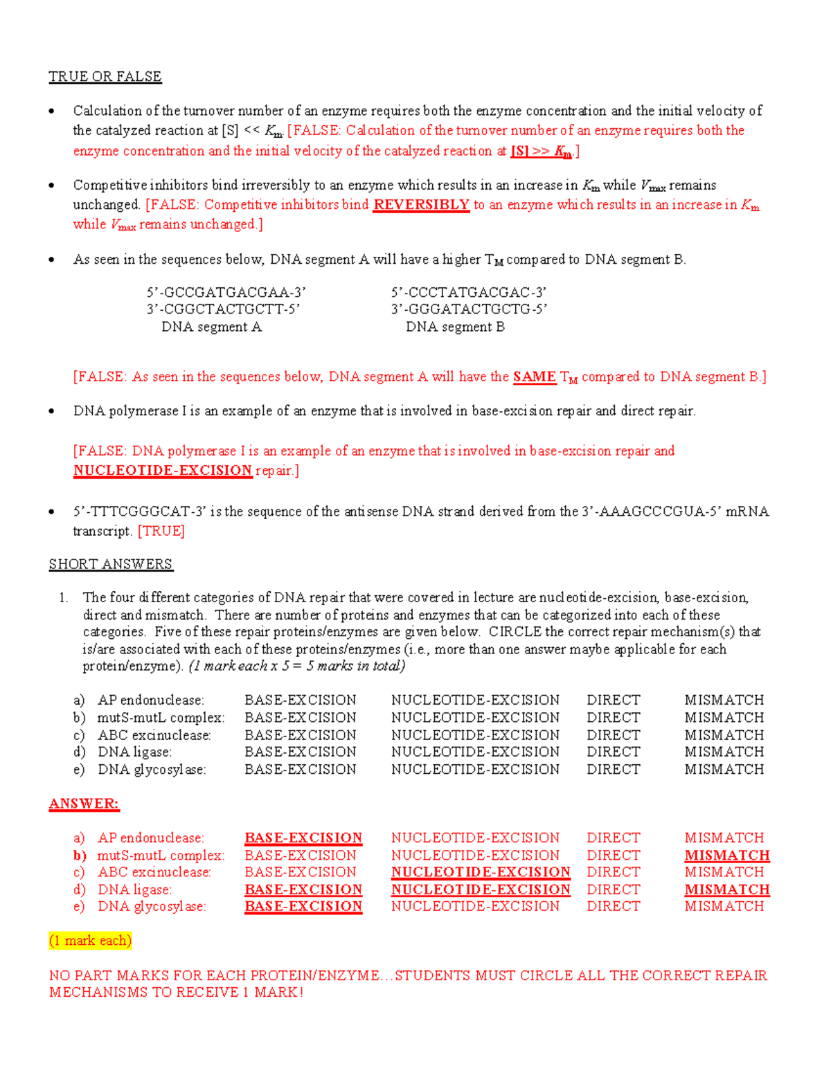 Exam 2013, answers - Midterm 2 version 1. Midterm 2 version 2. - TRUE OR FALSE Calculation of ...