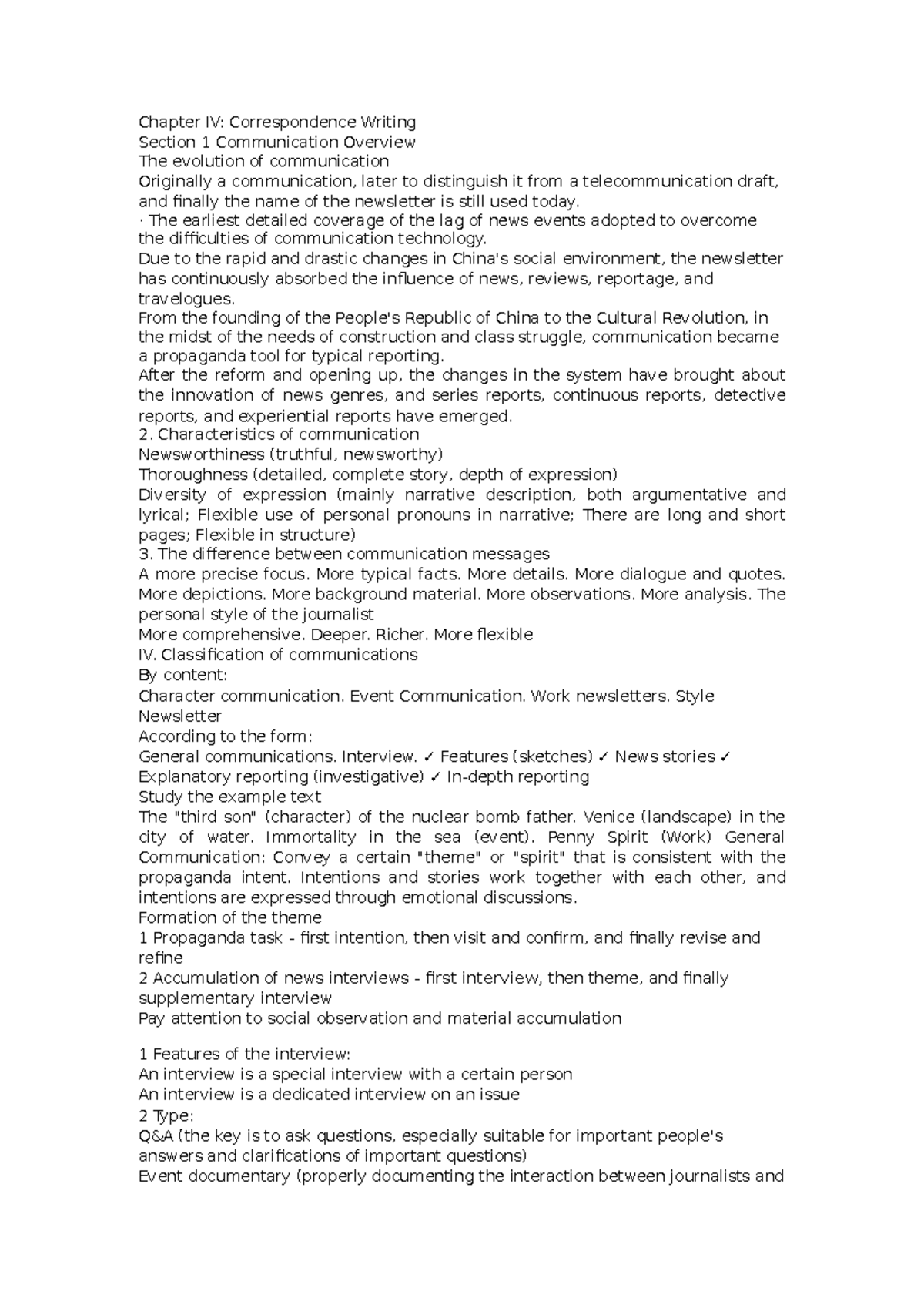 COMM 100 WEEK 4 Correspondence Writing - Chapter IV: Correspondence ...