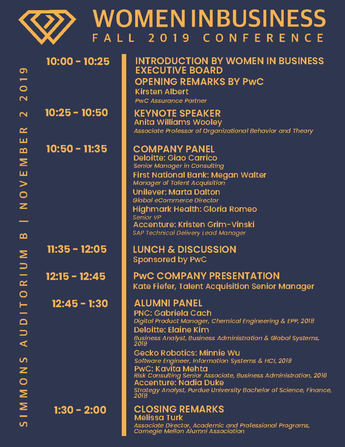 2019 Fall Conference Schedule - 10:00 - 10: 10:50 - 11: 11:35 - 12: 12: ...