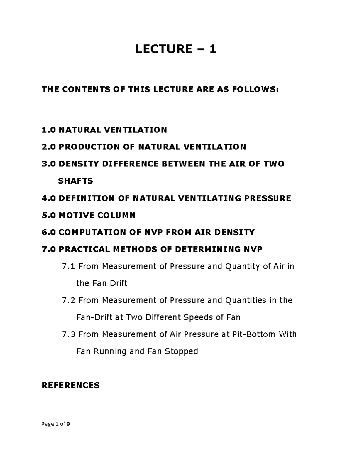 Lecture 1 (Natural V) - LECTURE – 1 THE CONTENTS OF THIS LECTURE ARE AS ...