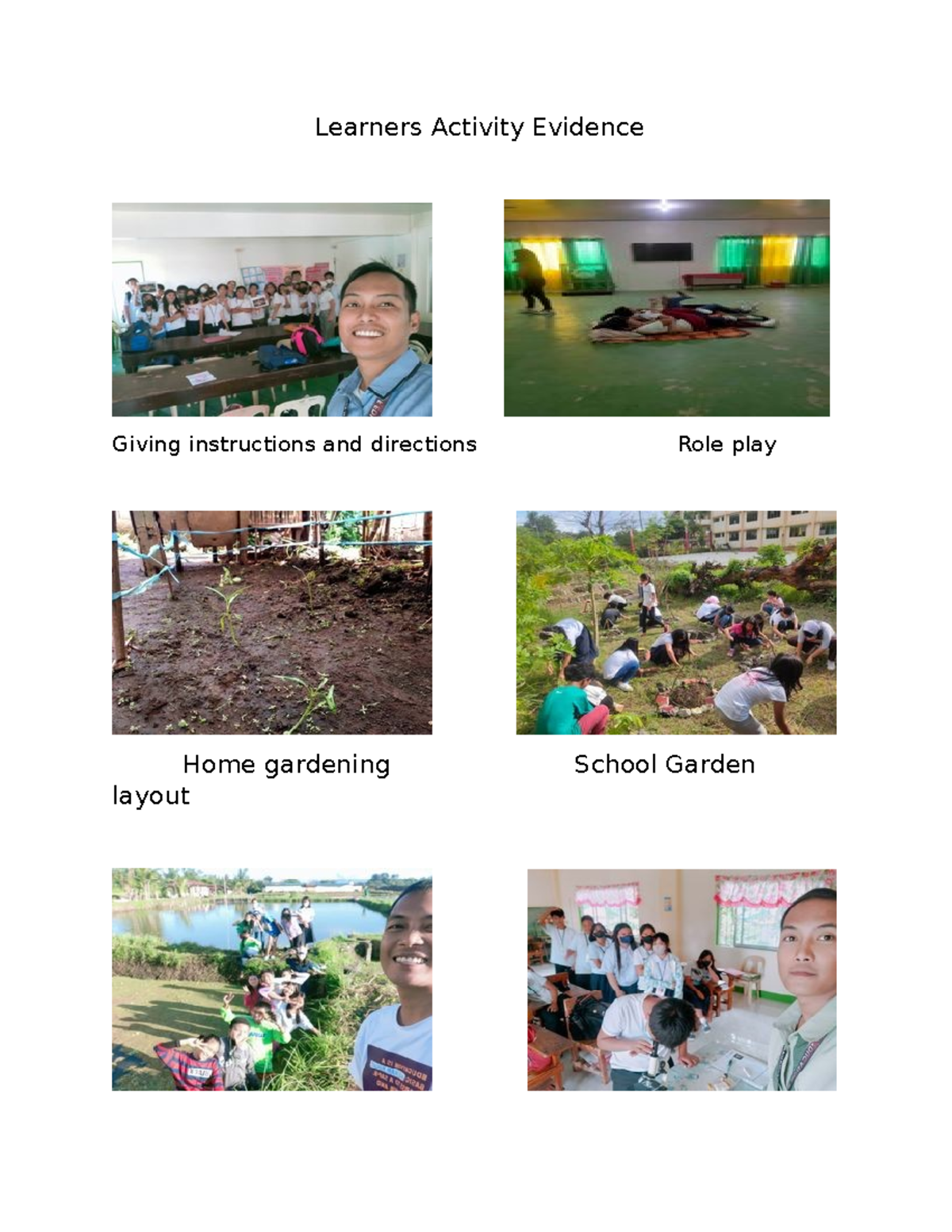 Learners Activity Evidence - BSED Science - Learners Activity Evidence Giving instructions and ...