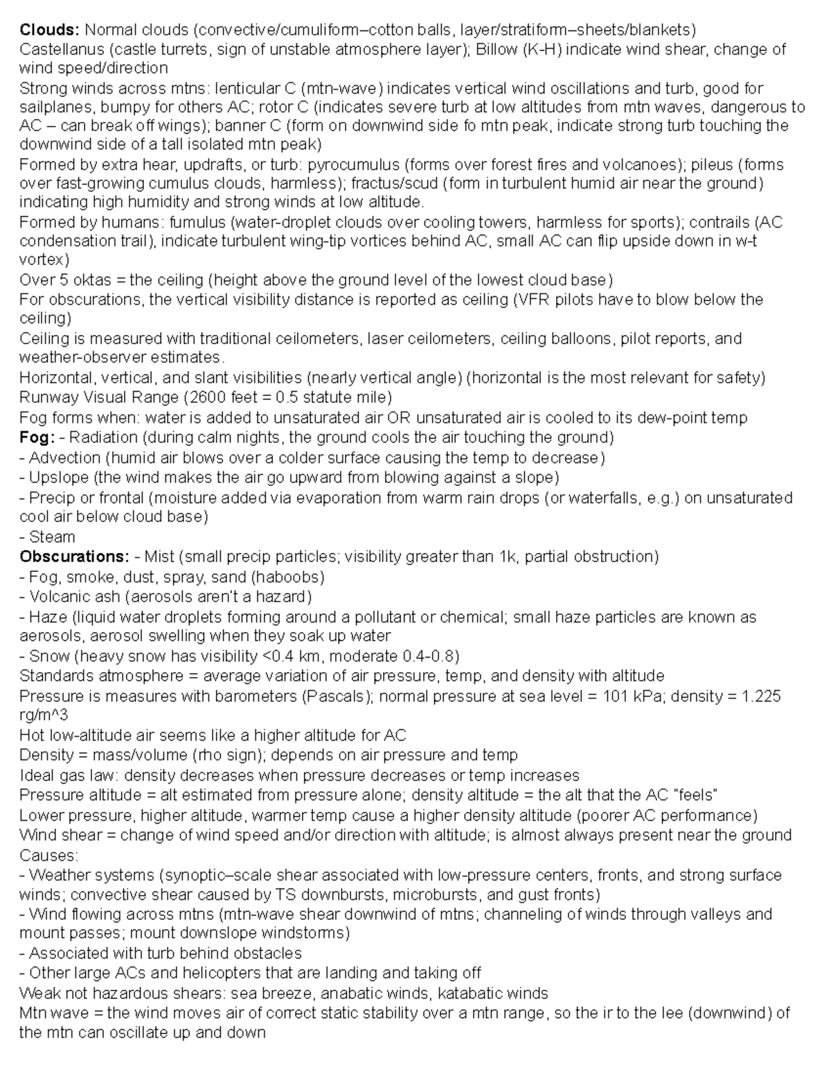 Meteorology Notes - Clouds: Normal clouds (convective/cumuliform–cotton ...