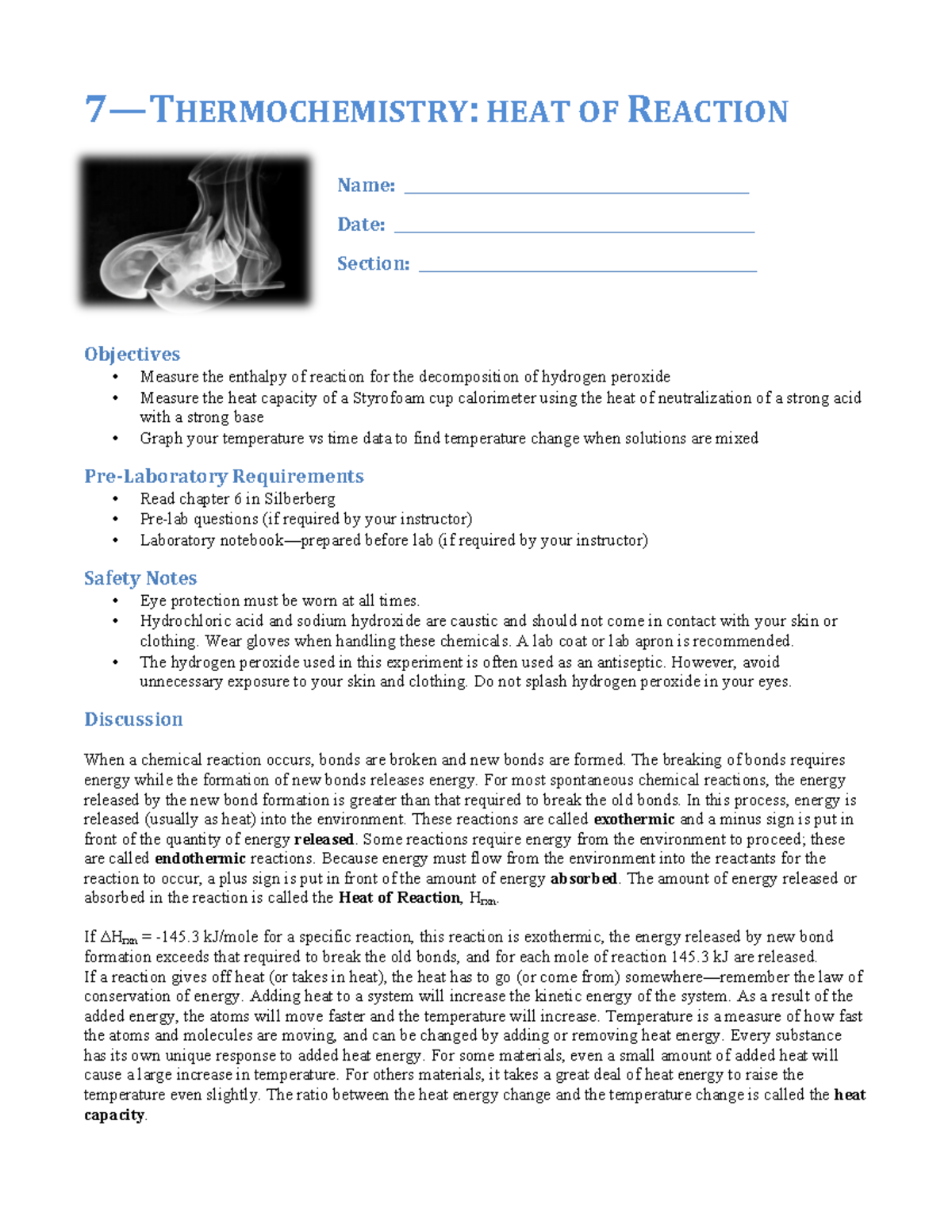 7 Thermochemistry- The Heat of Reaction - 7—THERMOCHEMISTRY: HEAT OF ...