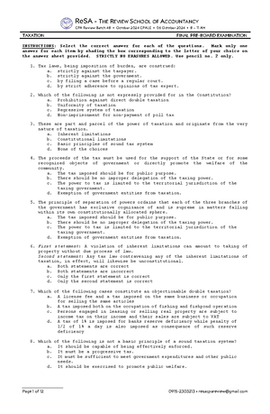 Re SA B48 FAR Final PB Exam Questions, Answers and Solutions - ReSA ...