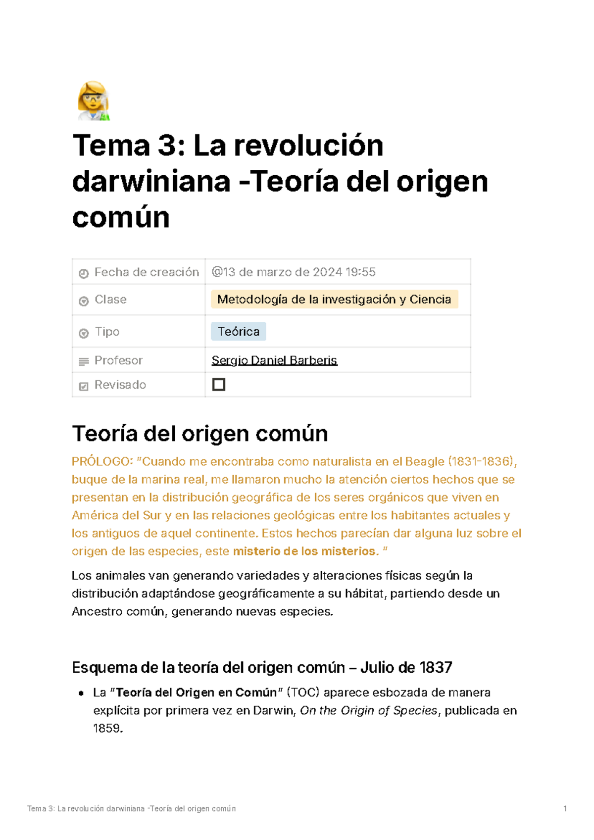 Tema 3 - La teoría del origen común - Tema 3 La revolución darwiniana ...