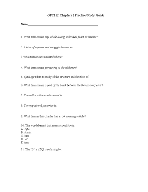 Chapter 4 Practice-Study Guide - OFT112 Chapter 4 Practice/Study Guide ...