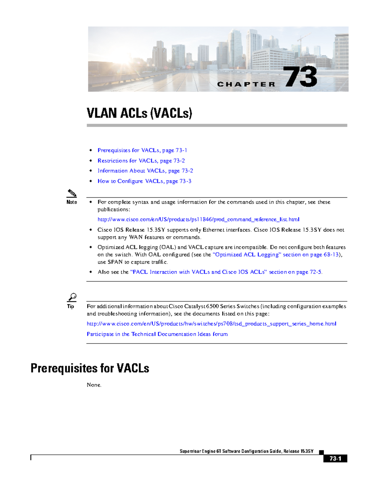 Vlan acls - vacl - C H A P T E R ####### Supervisor Engine 6T Software ...