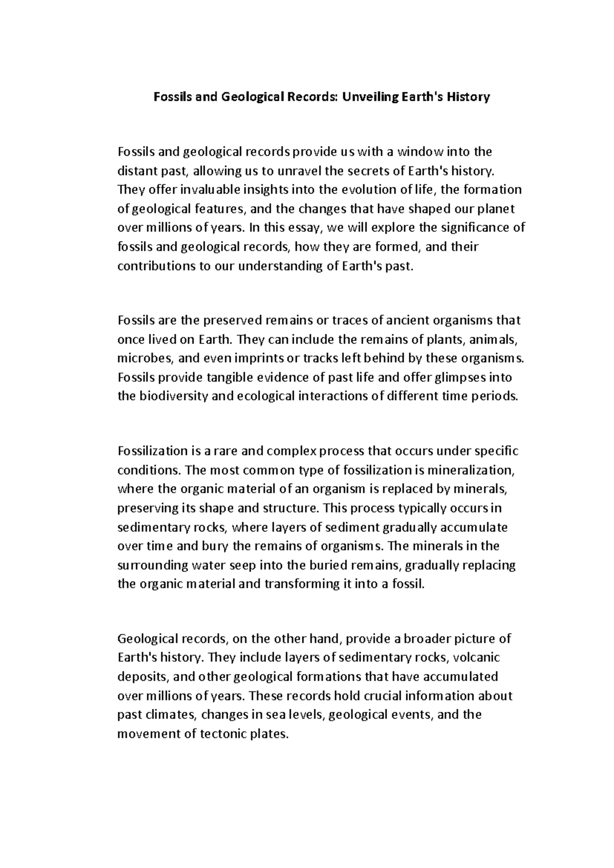 Fossils and Geological Records - They offer invaluable insights into ...